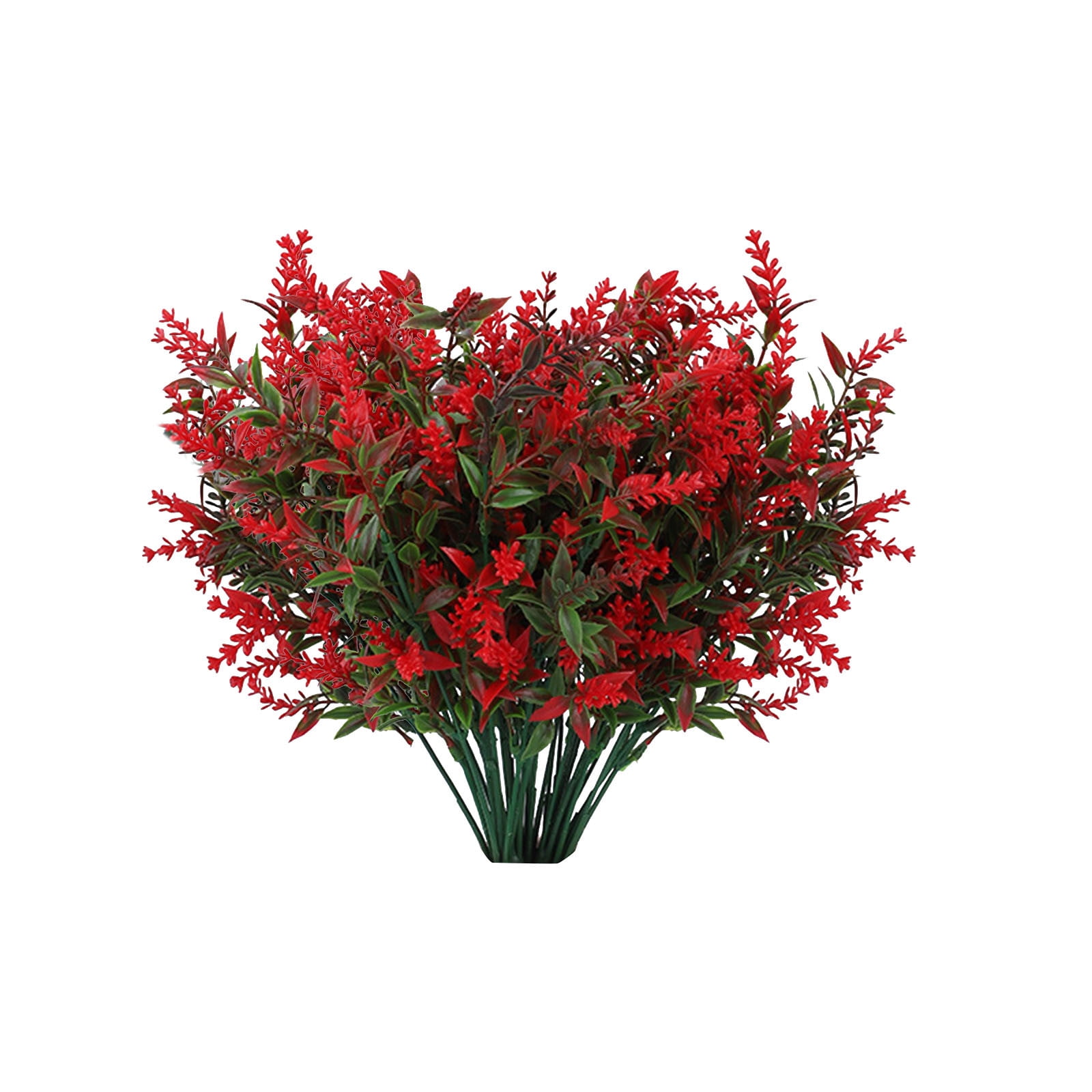 8-Bundle Artificial Red Greenery Bushes, UV Resistant Faux Shrubs for ...