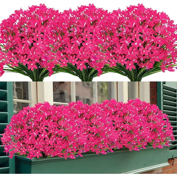 8 Bundles Artificial Daffodils Flowers Outdoor UV Resistant Spring Fake ...