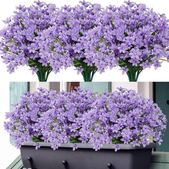 8 Bundles Artificial Daffodils, Vibrant Purple Faux Stems with ...