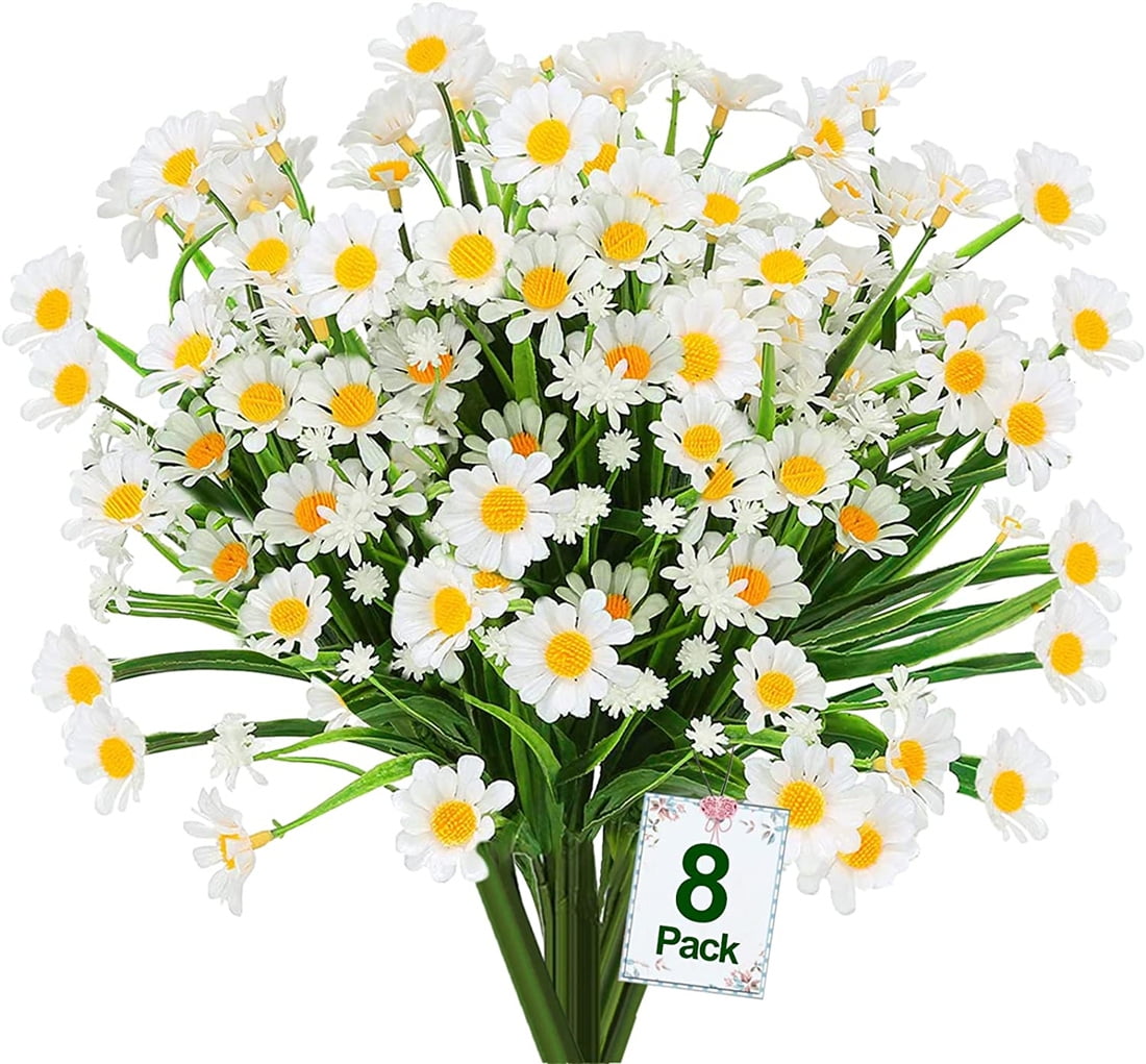 Walmart 8 Bundles UV Resistant Artificial Daisy Flowers, Indoor/Outdoor ...