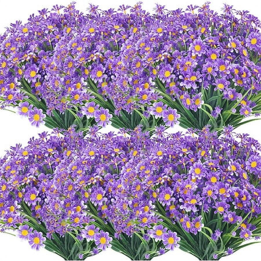 8 Bundles Artificial Fake Daisy Flowers Outdoor UV Resistant Faux ...