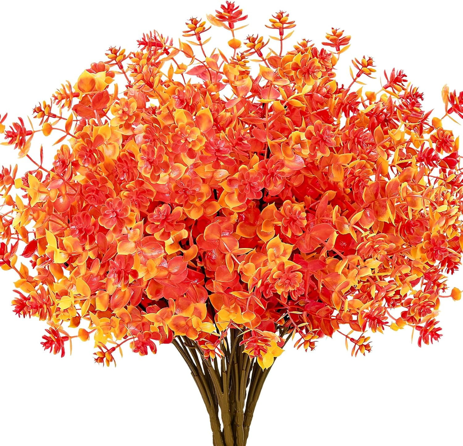 8 Bundles Artificial Fall Flowers, Fake Mums for Outside Fake Outdoor ...