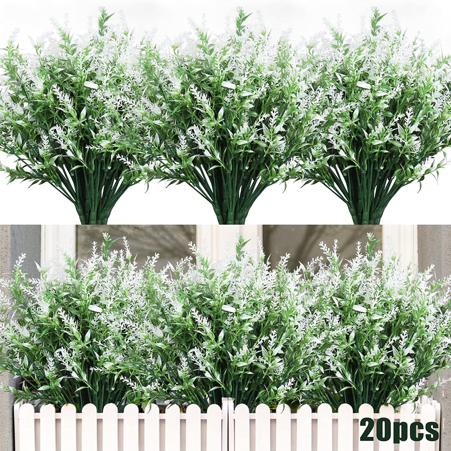 8 Bundles Artificial Flowers Fake Outdoor Plants Faux UV Resistant ...