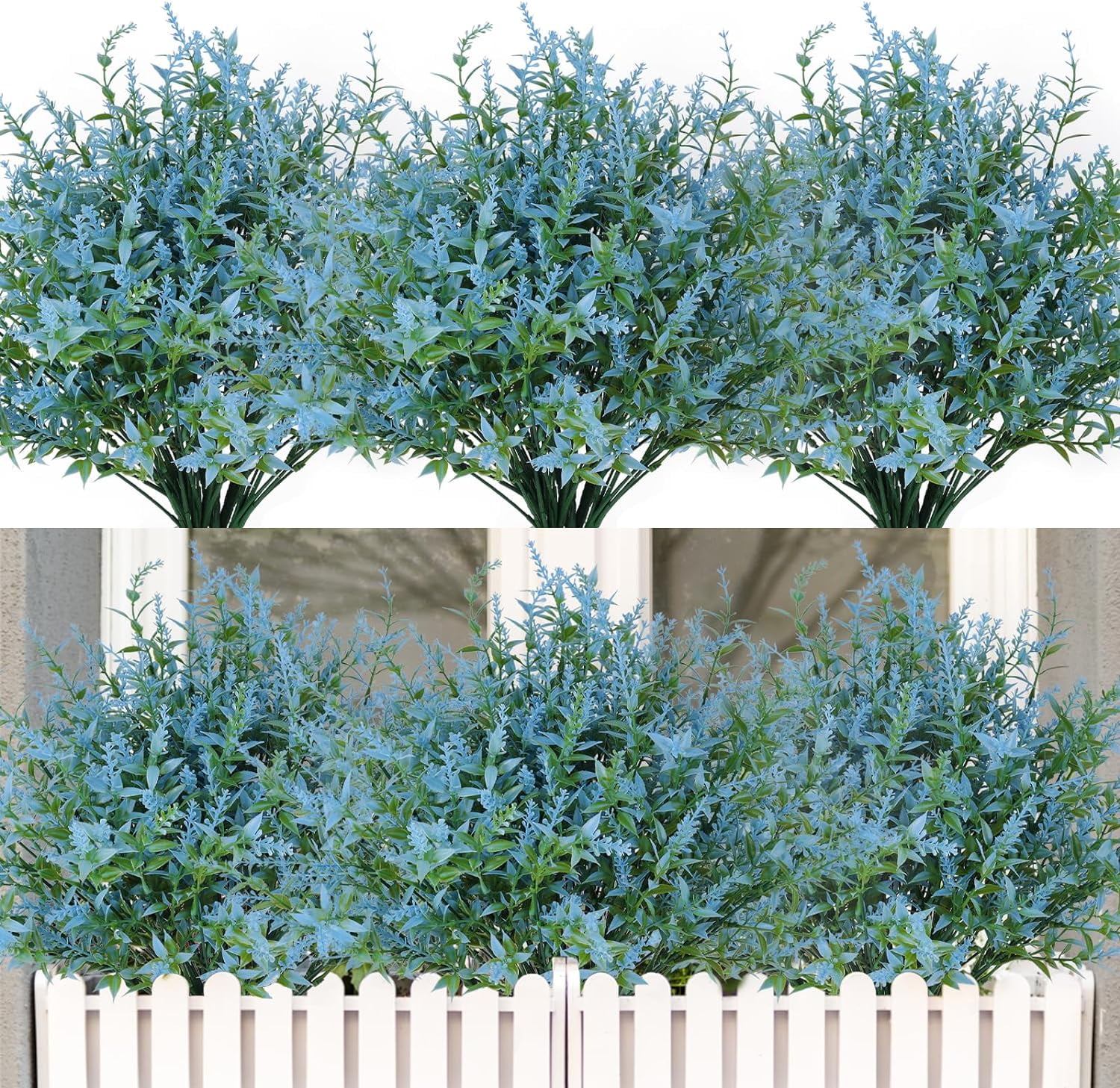 8 Bundles Artificial Flowers Fake Outdoor Plants Faux UV Resistant ...