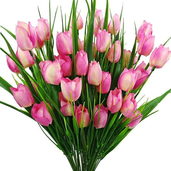 8 Bundles Artificial Flowers Fake Tulip, Colorful Tulip for Spring ...
