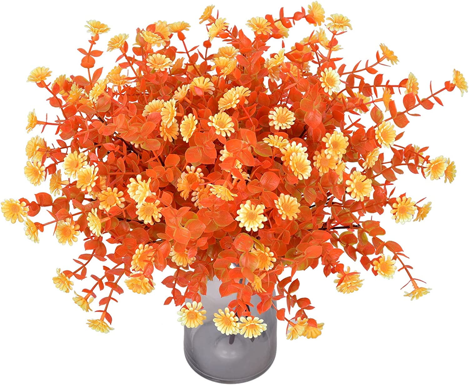 8 Bundles Artificial Flowers Fall Daisy Flower Eucalyptus Shrubs Fall ...