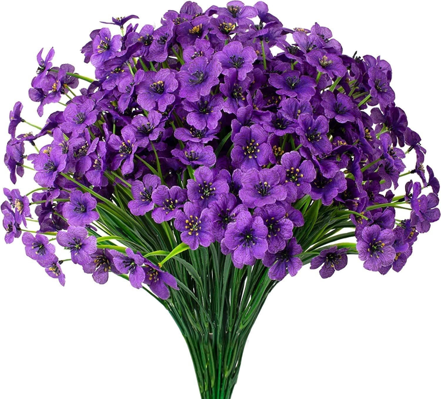 8 Bundles Artificial Flowers Outdoor UV Resistant Silk Flowers No Fade ...