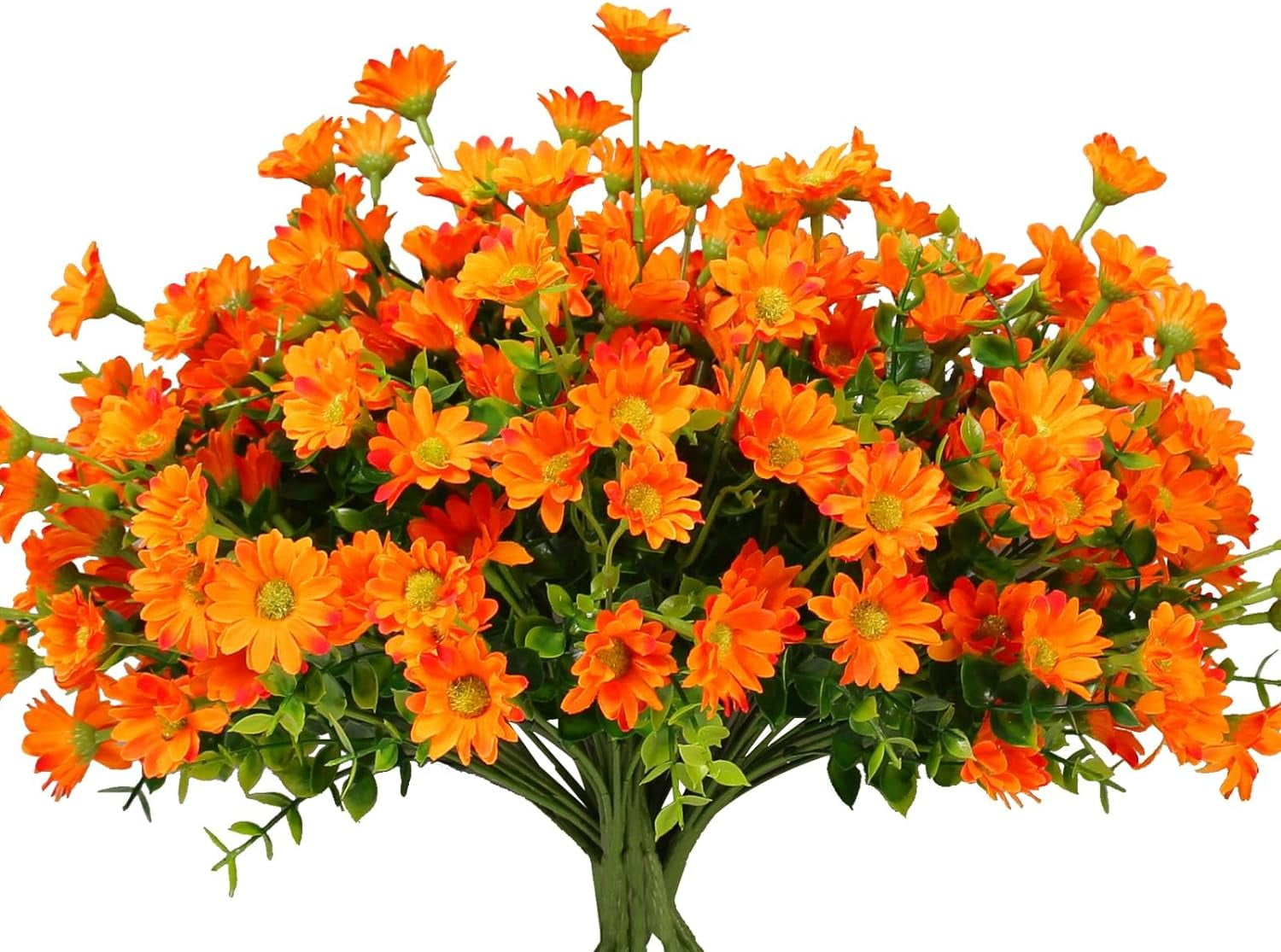 8 Bundles Artificial Flowers for Outdoors Faux Mums Plastic Plants Fake ...