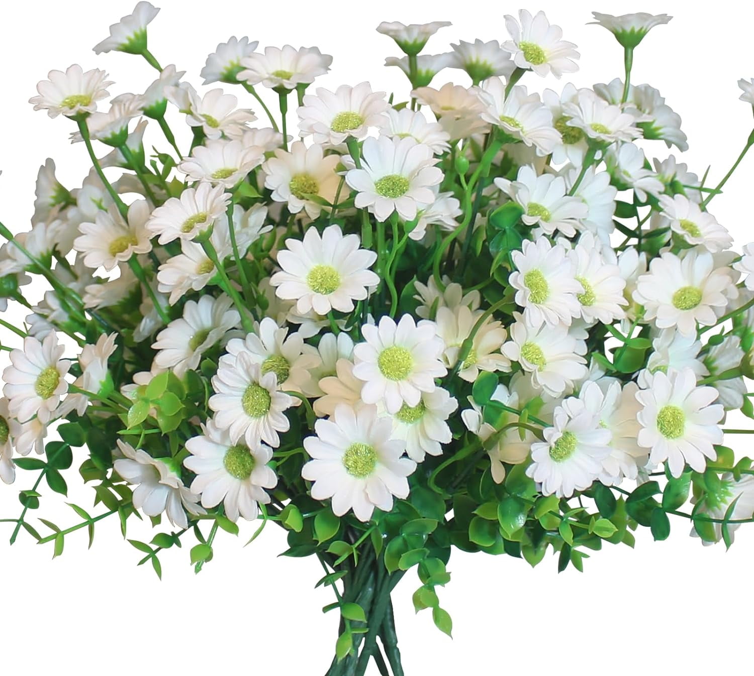 8 Bundles Artificial Flowers for Outdoors Faux Mums UV Resistant ...