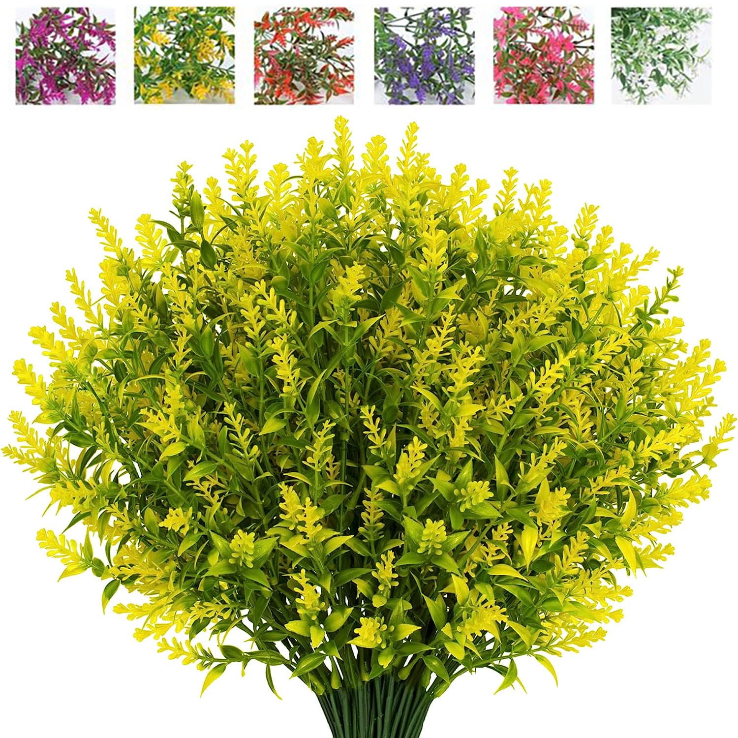 8 Bundles Artificial Lavender Flowers, Fake Flowers Outdoor UV ...