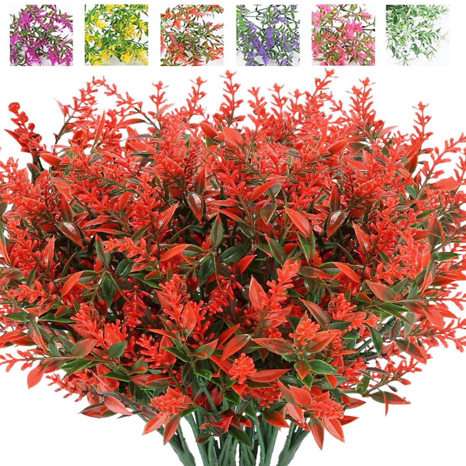 8 Bundles Artificial Lavender Flowers, Fake Flowers Outdoor UV ...