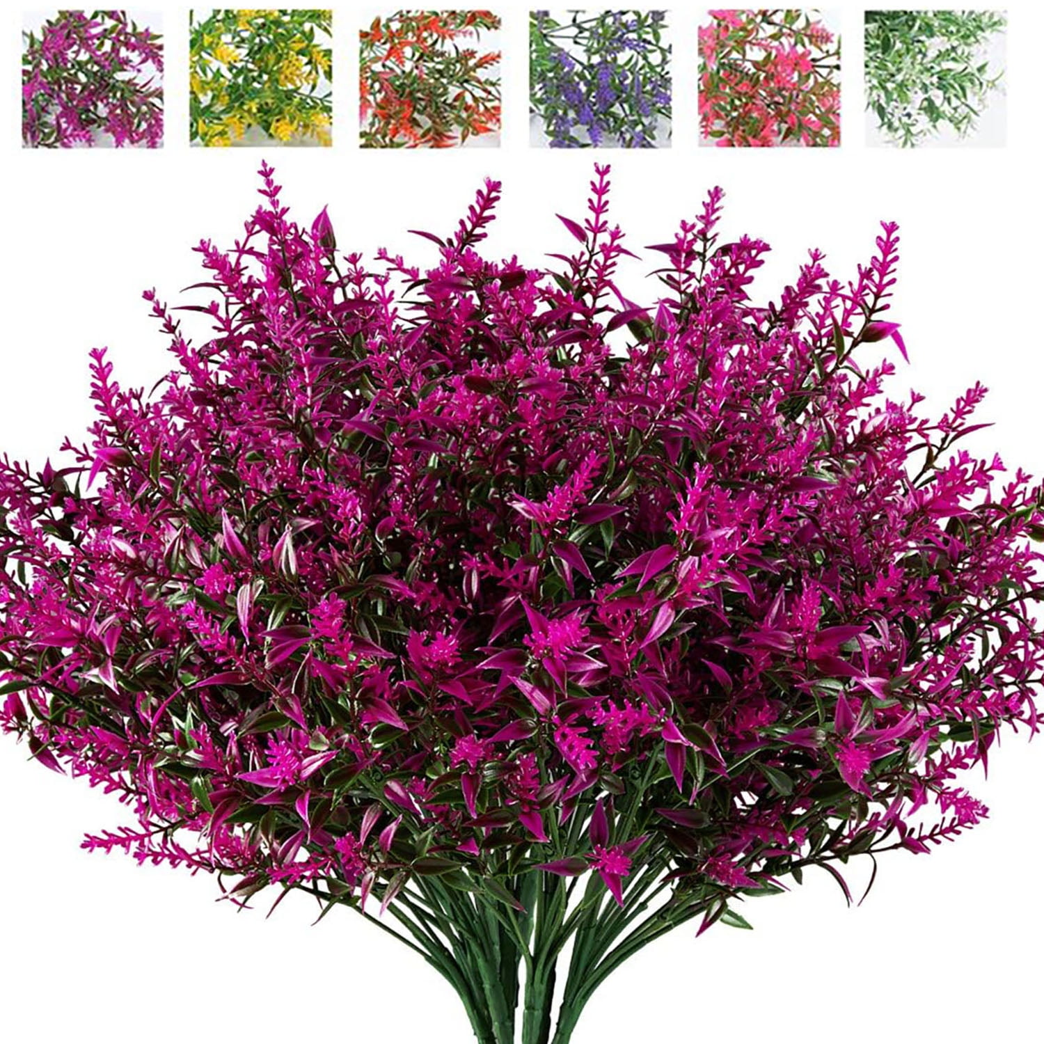 8 Bundles Artificial Lavender Flowers, Fake Flowers Outdoor UV ...