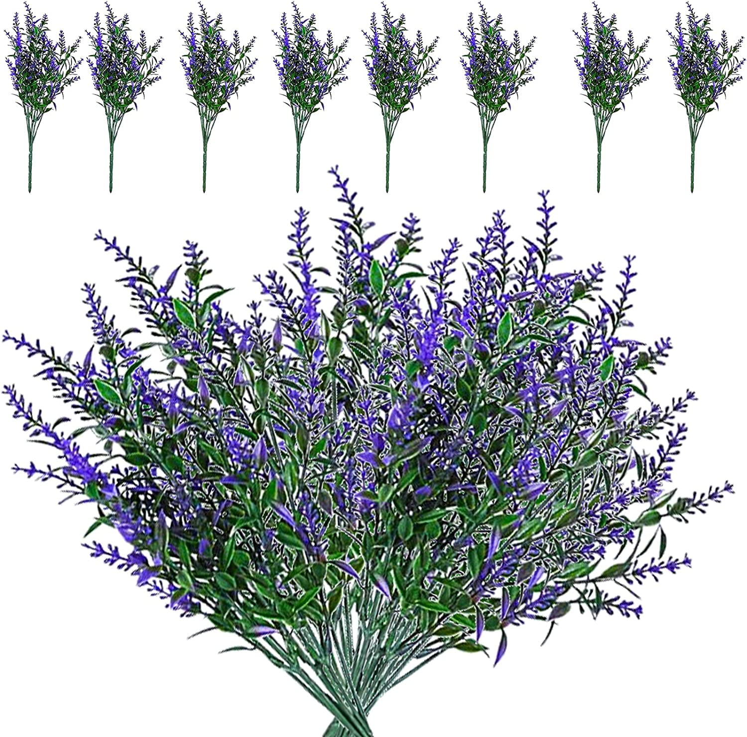 8 Bundles Artificial Lavender Flowers Outdoor Fake Flowers for ...