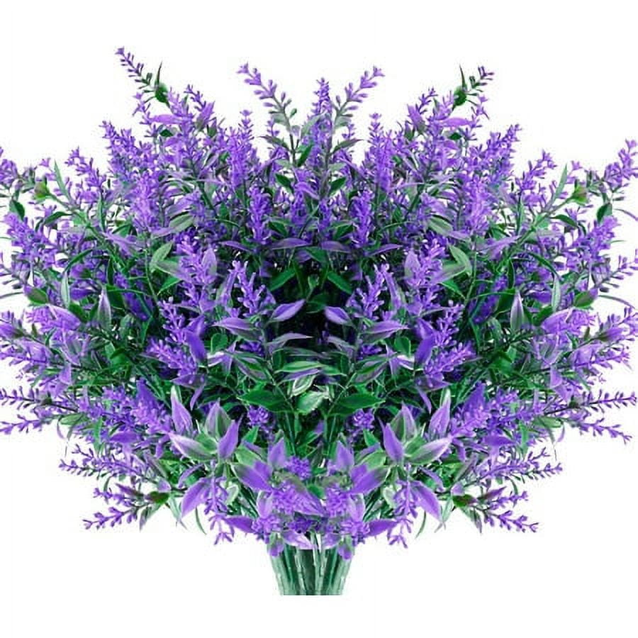 8 Bundles Artificial Lavender Flowers Outdoor UV Resistant Fake Flowers ...