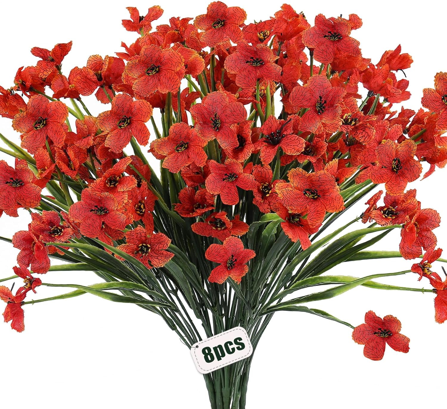 8 Bundles Artificial Outdoor Flowers Ferns Plants for Outdoors Faux ...