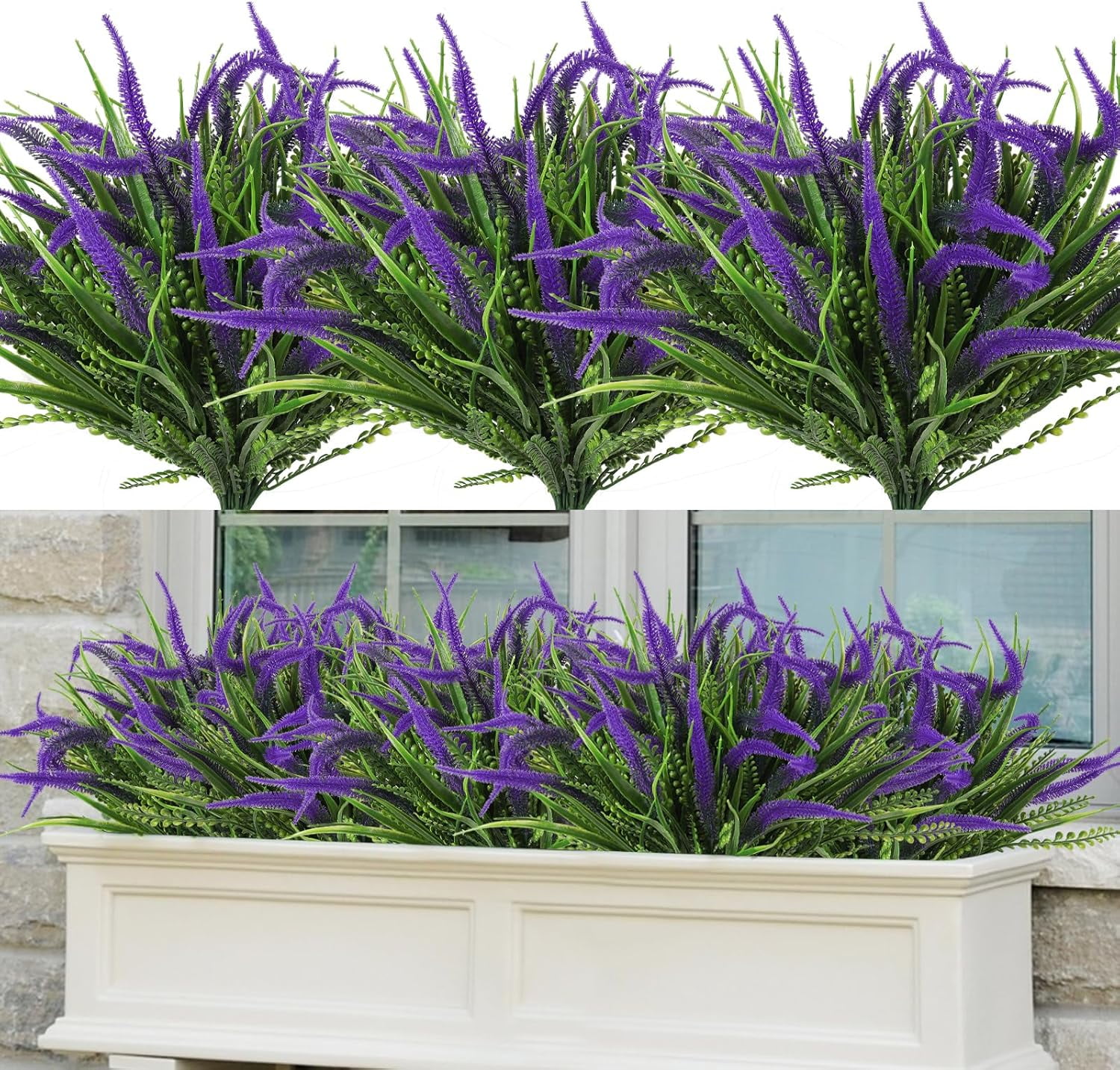 8 Bundles Artificial Outdoor Flowers Ferns Plants for Outdoors Faux ...