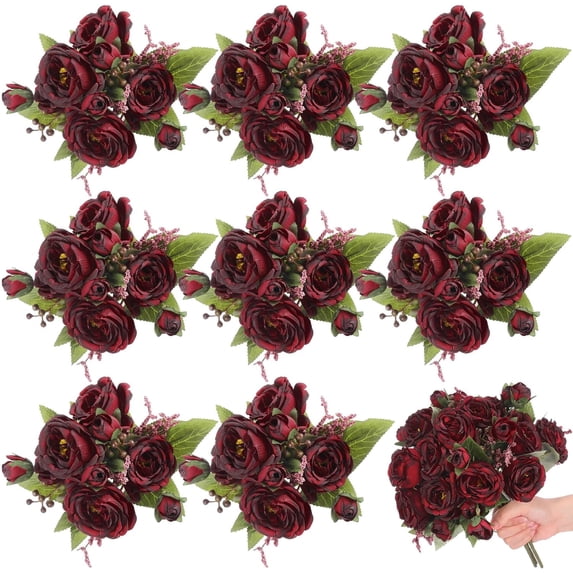 8 Bundles Artificial Peonies Flowers Boho Faux Flowers Arrangements ...