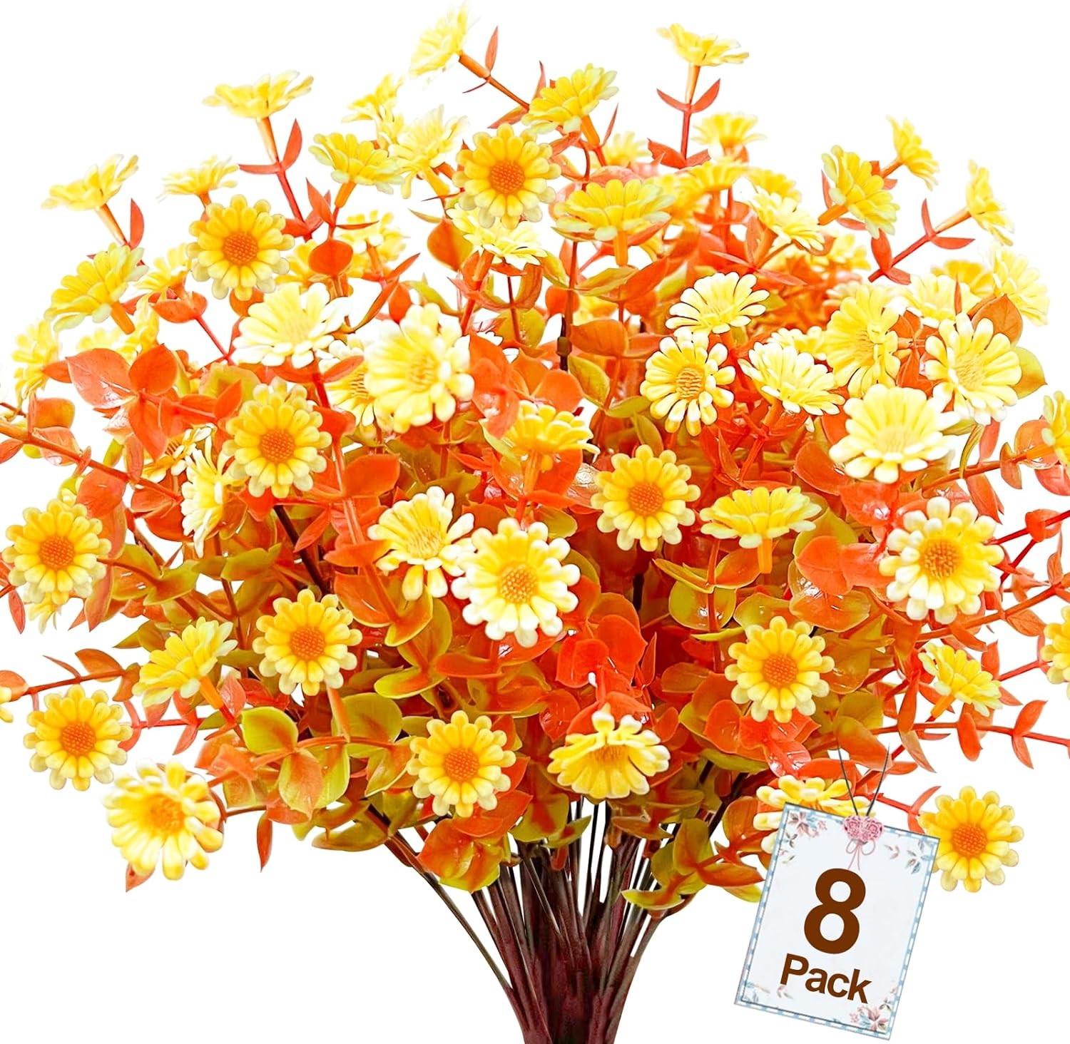 8 Bundles Daisy (376 Head) Artificial Flowers Outdoor Summer Decor UV ...