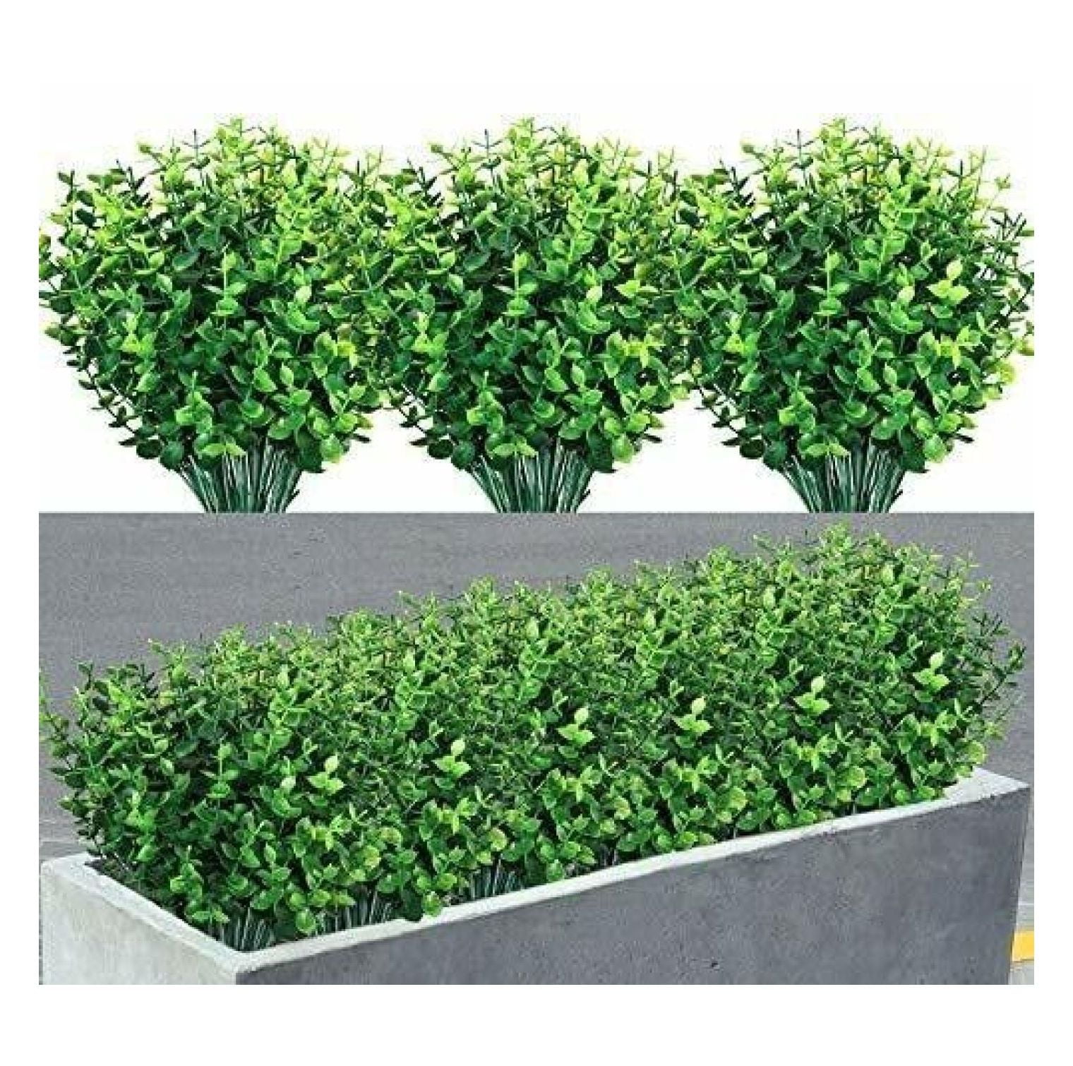 8 Bundles Fake Plants Artificial Boxwood Shrubs Fade Resistant NEW ...