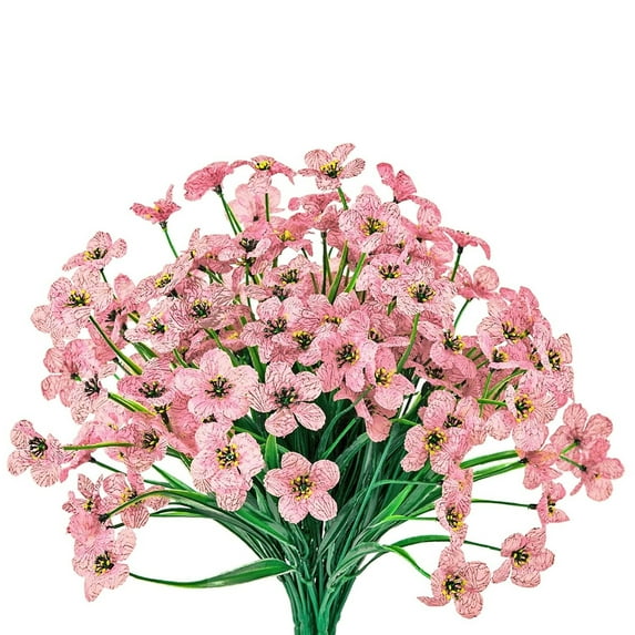 8 Bundles Faux Outdoor Plant Plastic Flowers For Porch Balcony Indoor ...