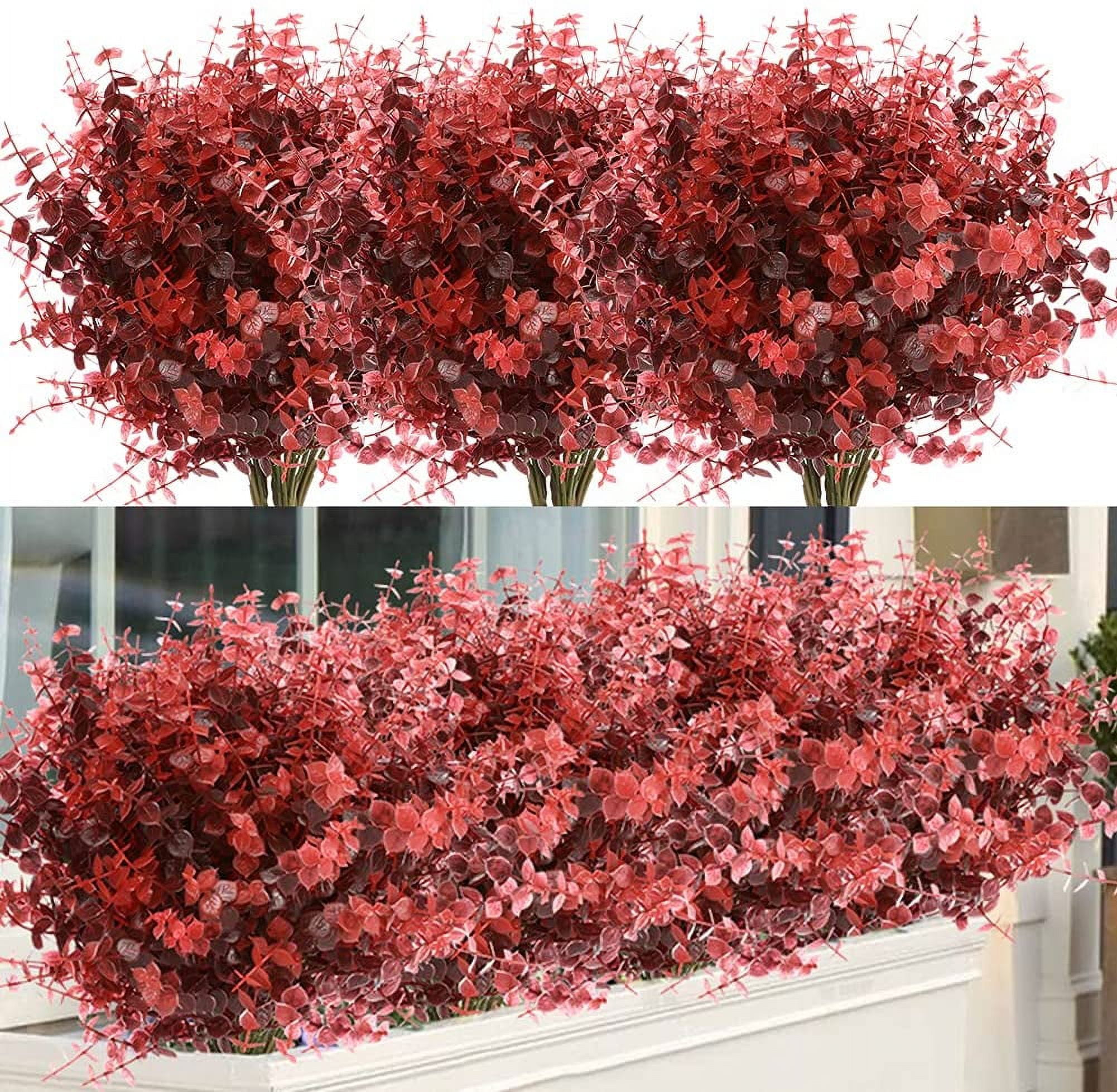 8 Bundles Outdoor Artificial Boxwood UV Resistant Fake Stems Plants ...
