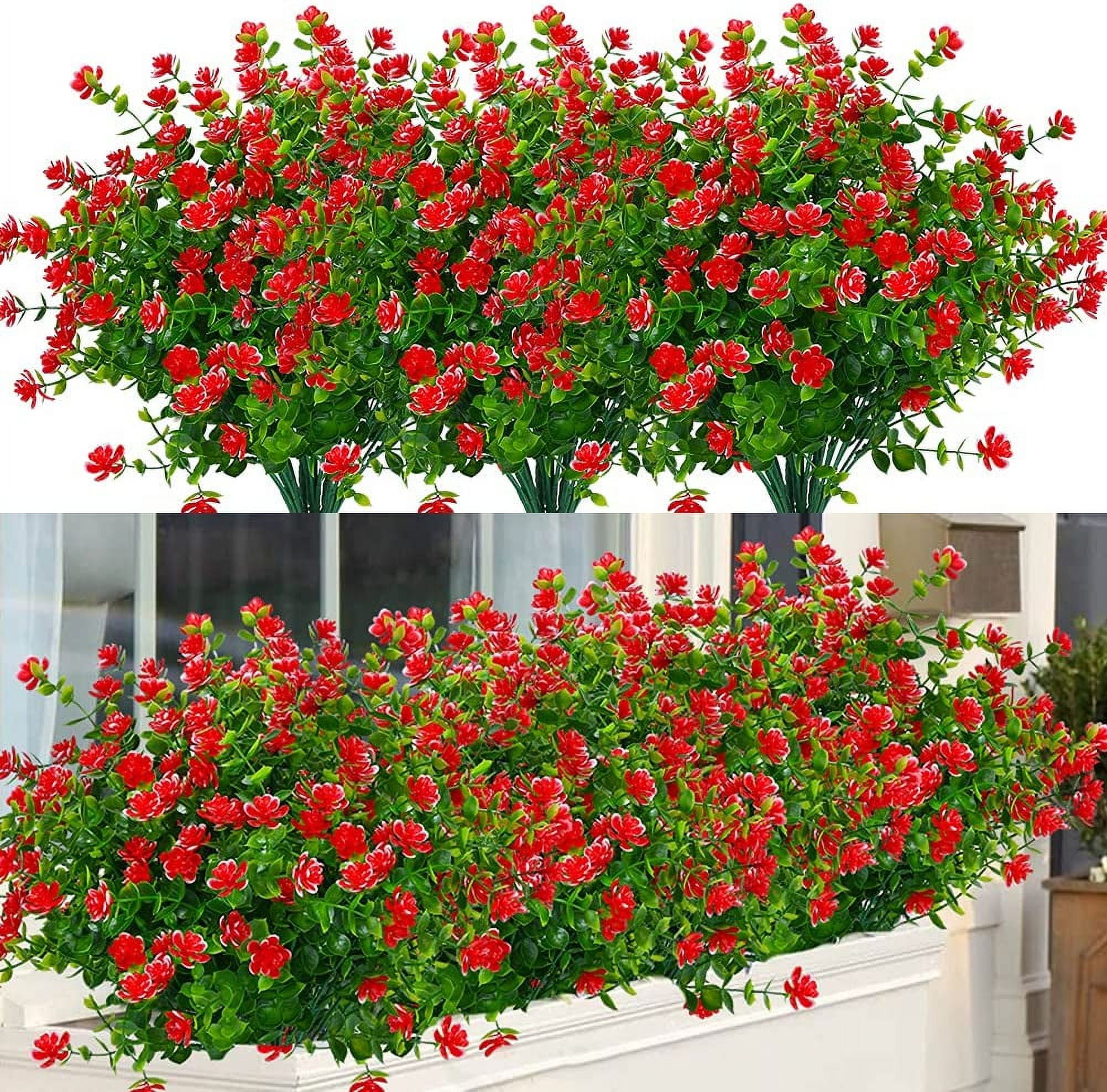 8 Bundles Outdoor Artificial Boxwood UV Resistant Fake Stems Plants ...