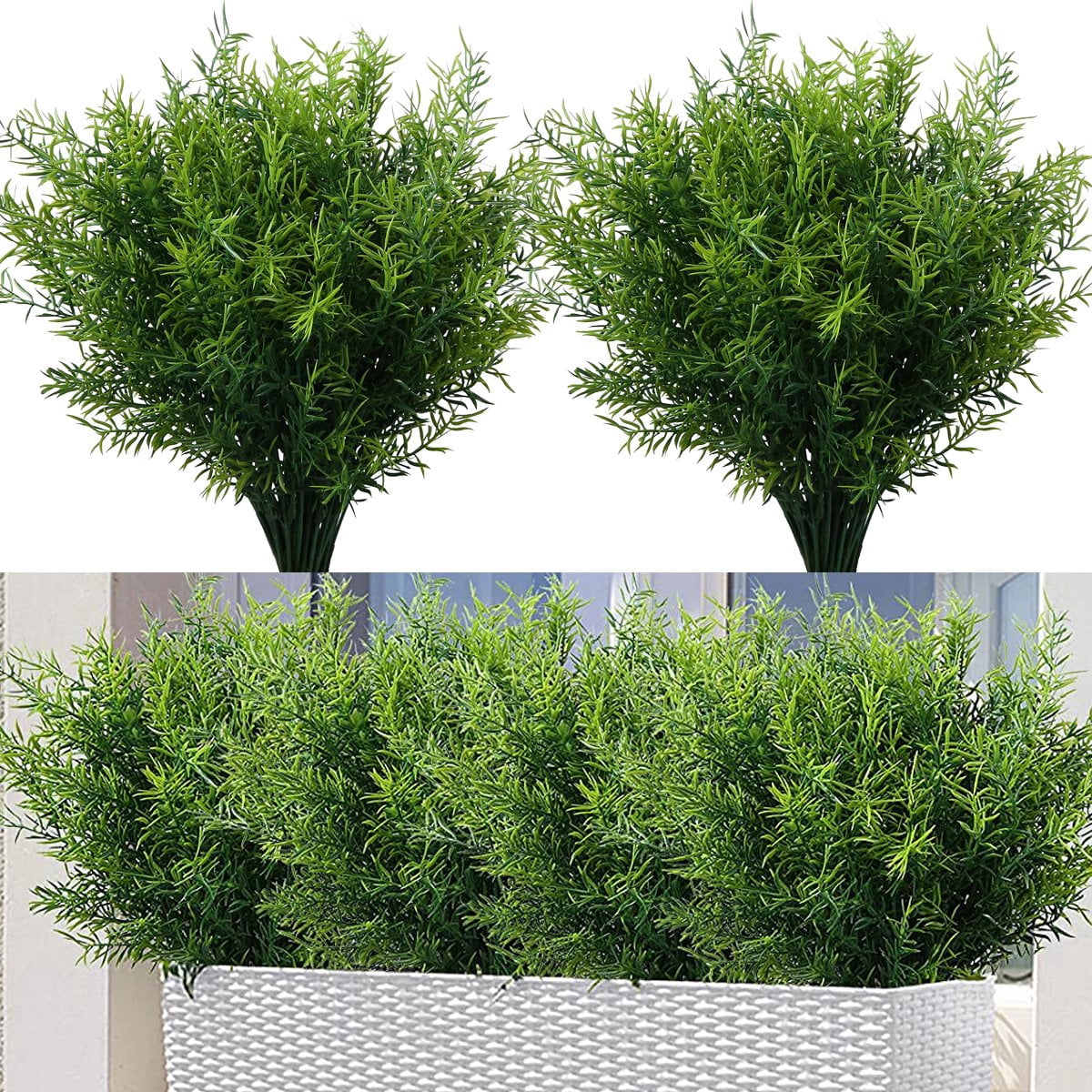 8 Bundles Outdoor Artificial Snapdragon Fern Plants UV Resistant No ...