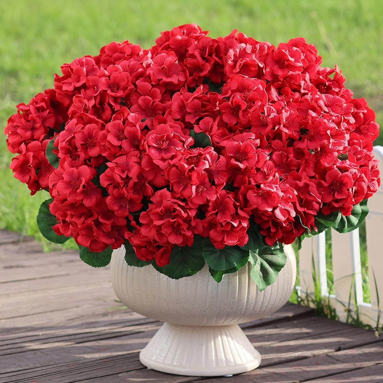 8 Bundles18" Artificial Geranium Flowers for Outdoor Spring Summer ...