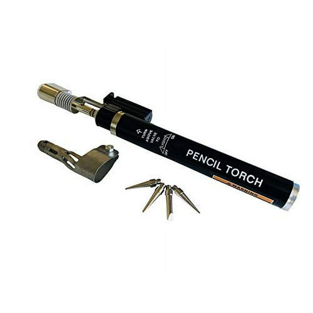 8" Butane Pencil Torch with Tips (Push Button Piezo Igniter) - Walmart.com