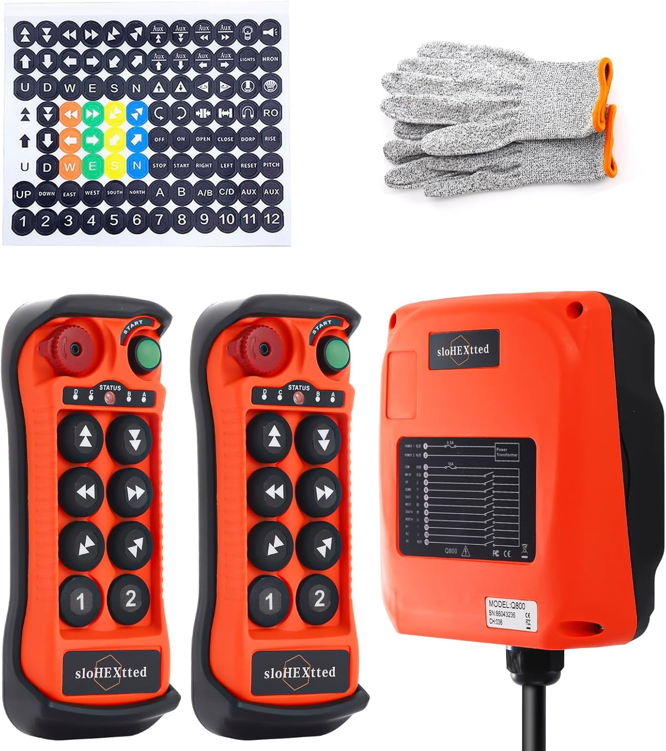 8 Button Hoist Crane Wireless Radio Remote Control 2 Transmitter and 1 ...