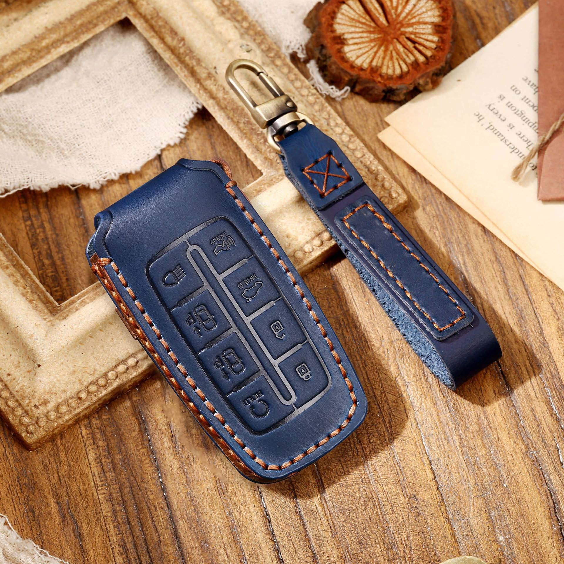 8 Button Leather Key Fob Cover for Genesis GV80 2021 2022 G80 Keyless ...