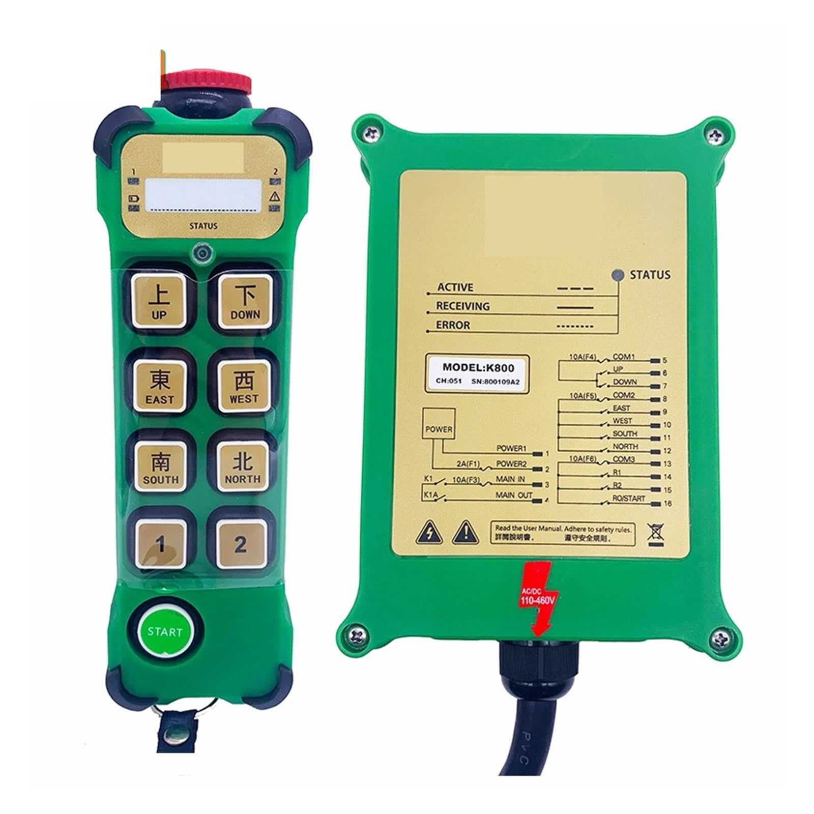 8 Buttons Single Speed Industrial Wireless Radio Crane Remote Control Switches Hoist Track Crane ...