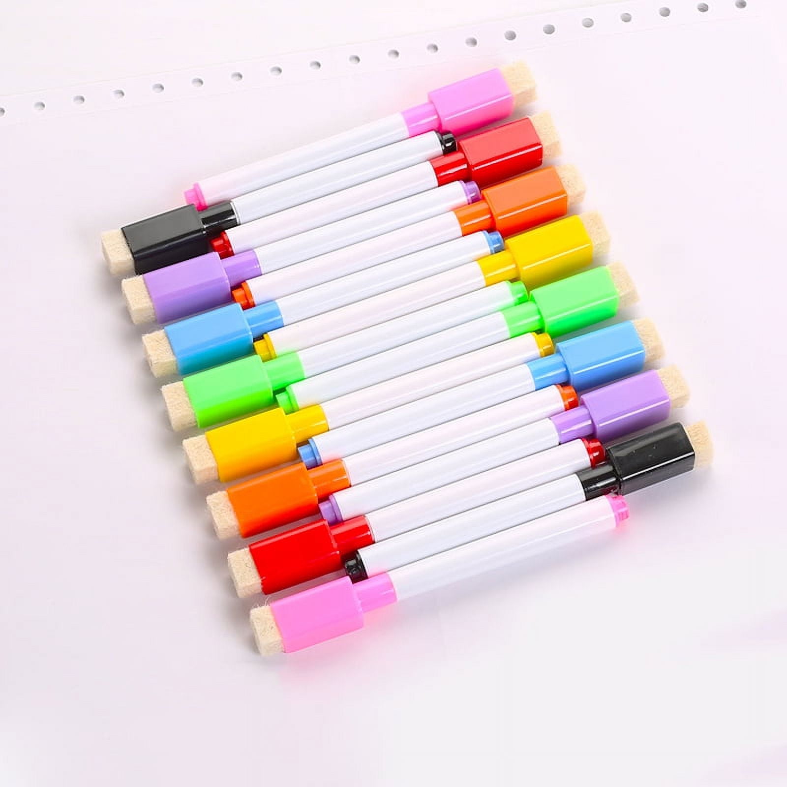 8 C0lors Dry Erase White Board Marker Pen Fine Point Eraser Built-in ...
