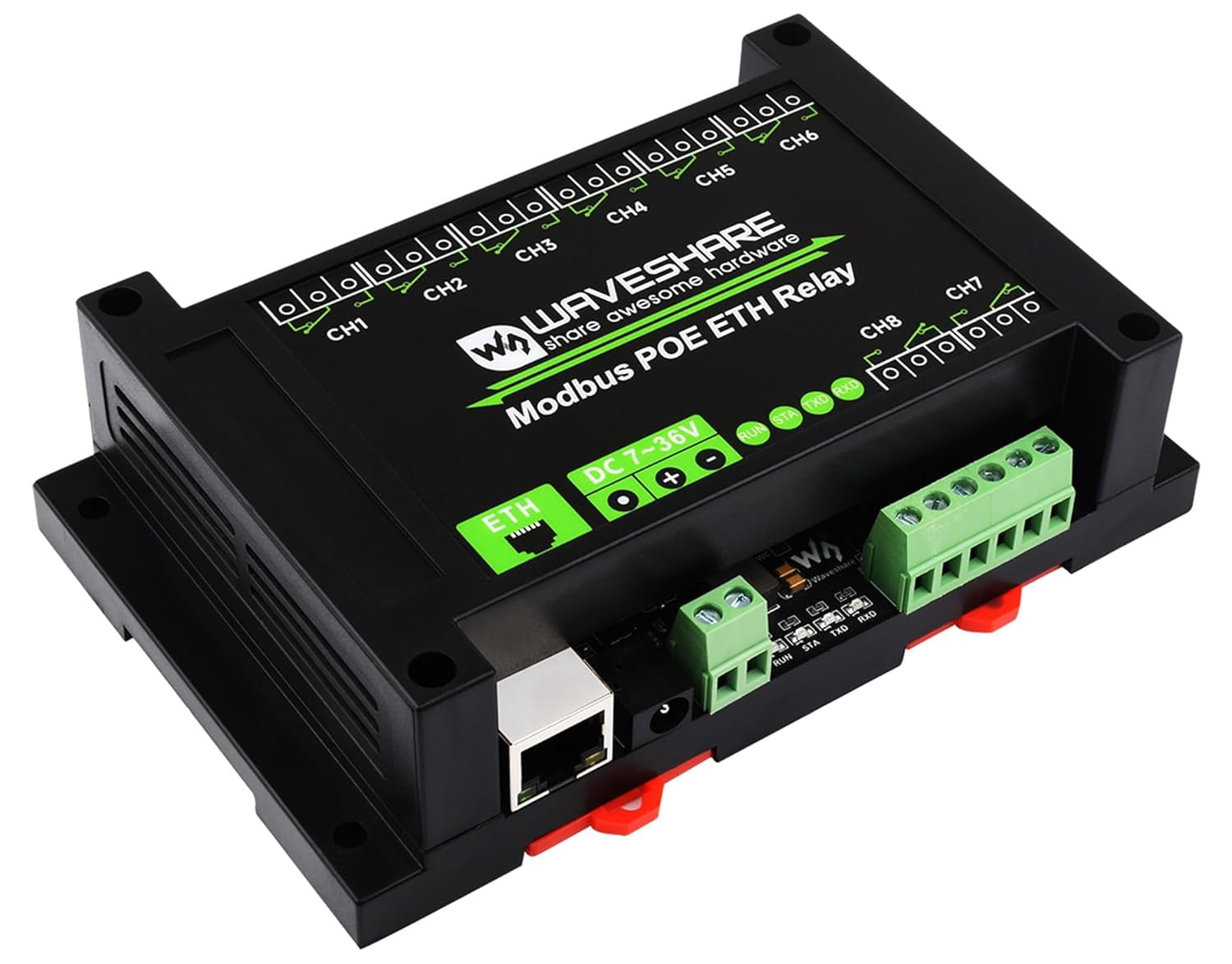 8-CH Ethernet Relay Module with Modbus RTU/Modbus TCP Protocol, PoE ...