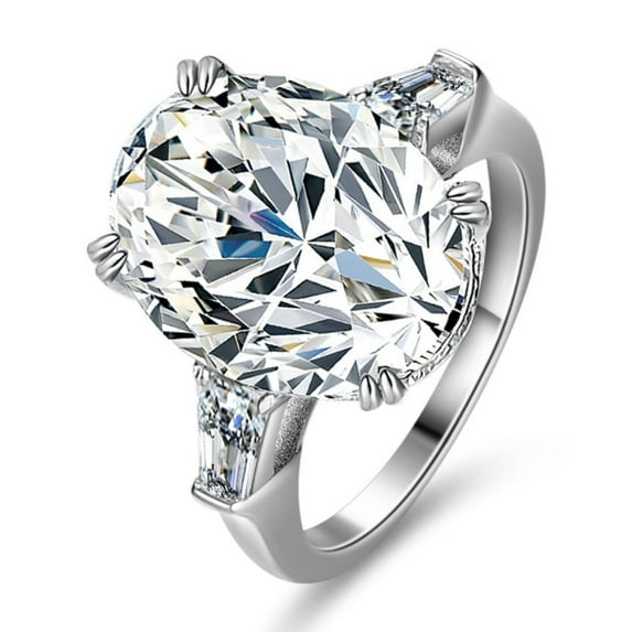 8 Carat Moissanite Ring for Women D Color VVS1 925 Sterling Silver Oval ...