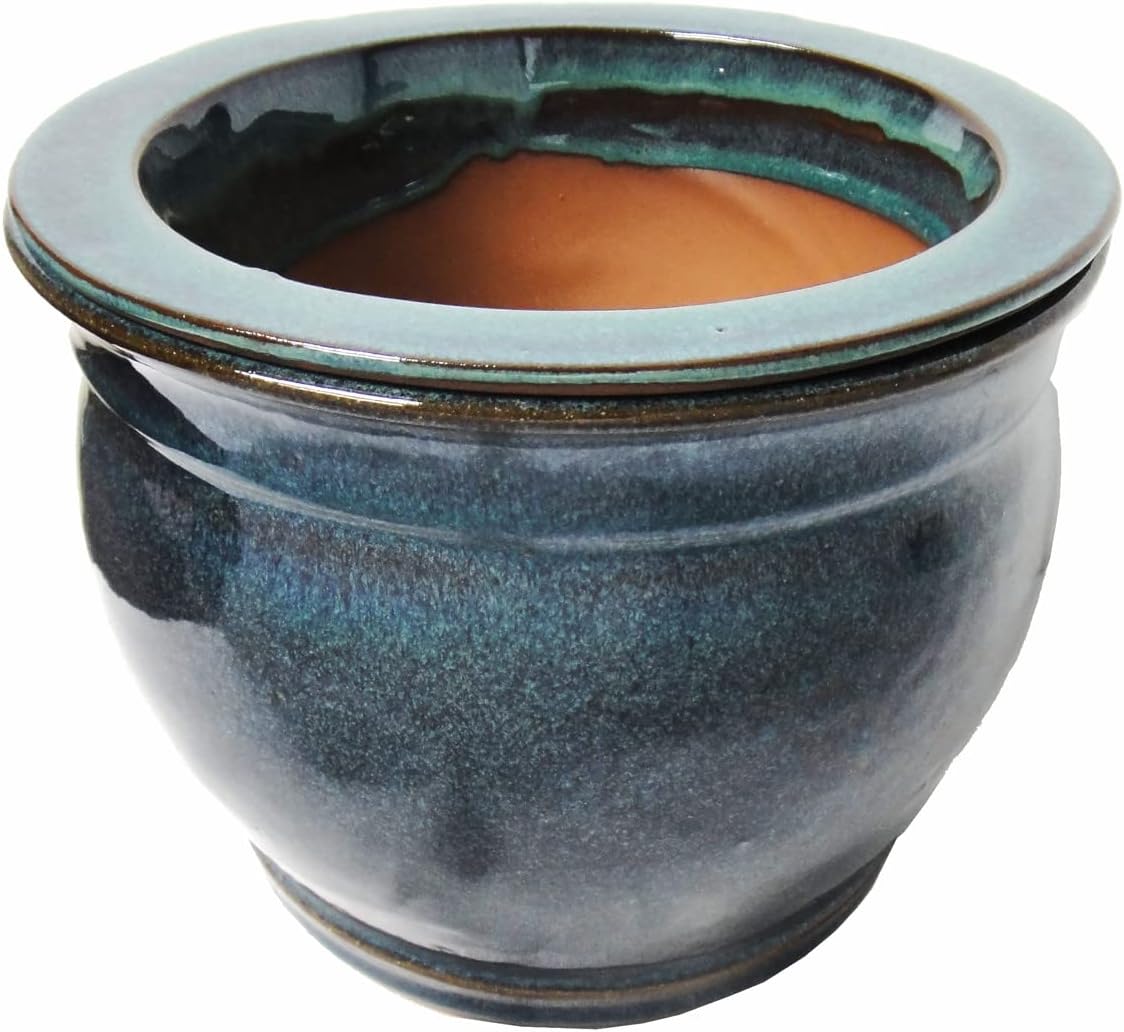 8" Caribbean Blue Stream Ceramic Self Watering Planter - Walmart.com