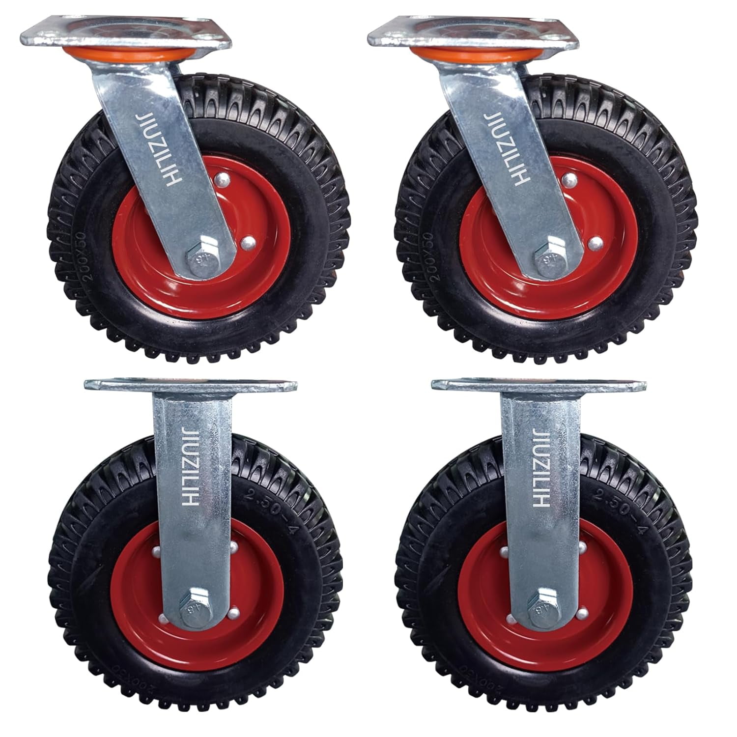 8" Caster Wheels for Carts Heavy Duty Caster Wheels Set of 4 (2 Swivel ...