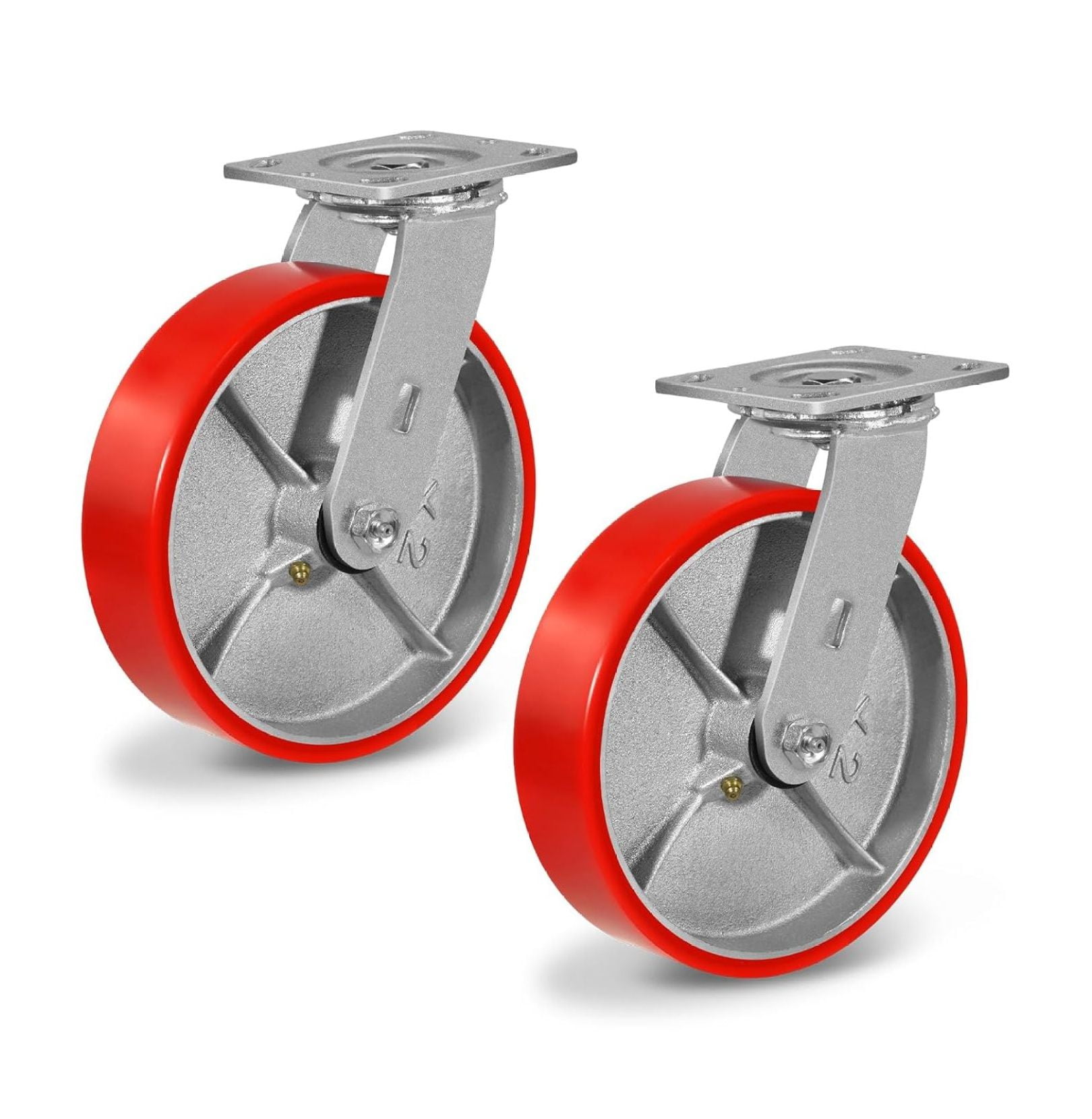8" Casters, Polyurethane Industrial Caster Wheels Heavy Duty, Top Plate ...