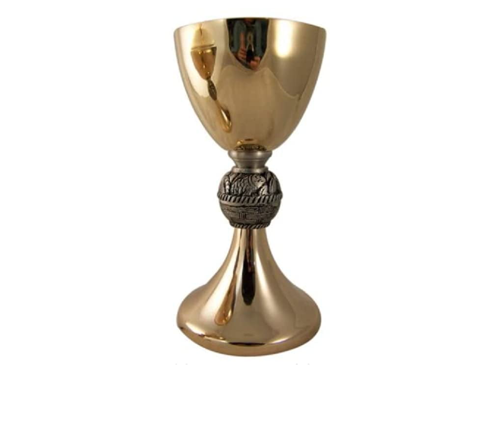 8" Catholic Church Gold Gilded Priest Chalice & Paten Sacred Vessel ...