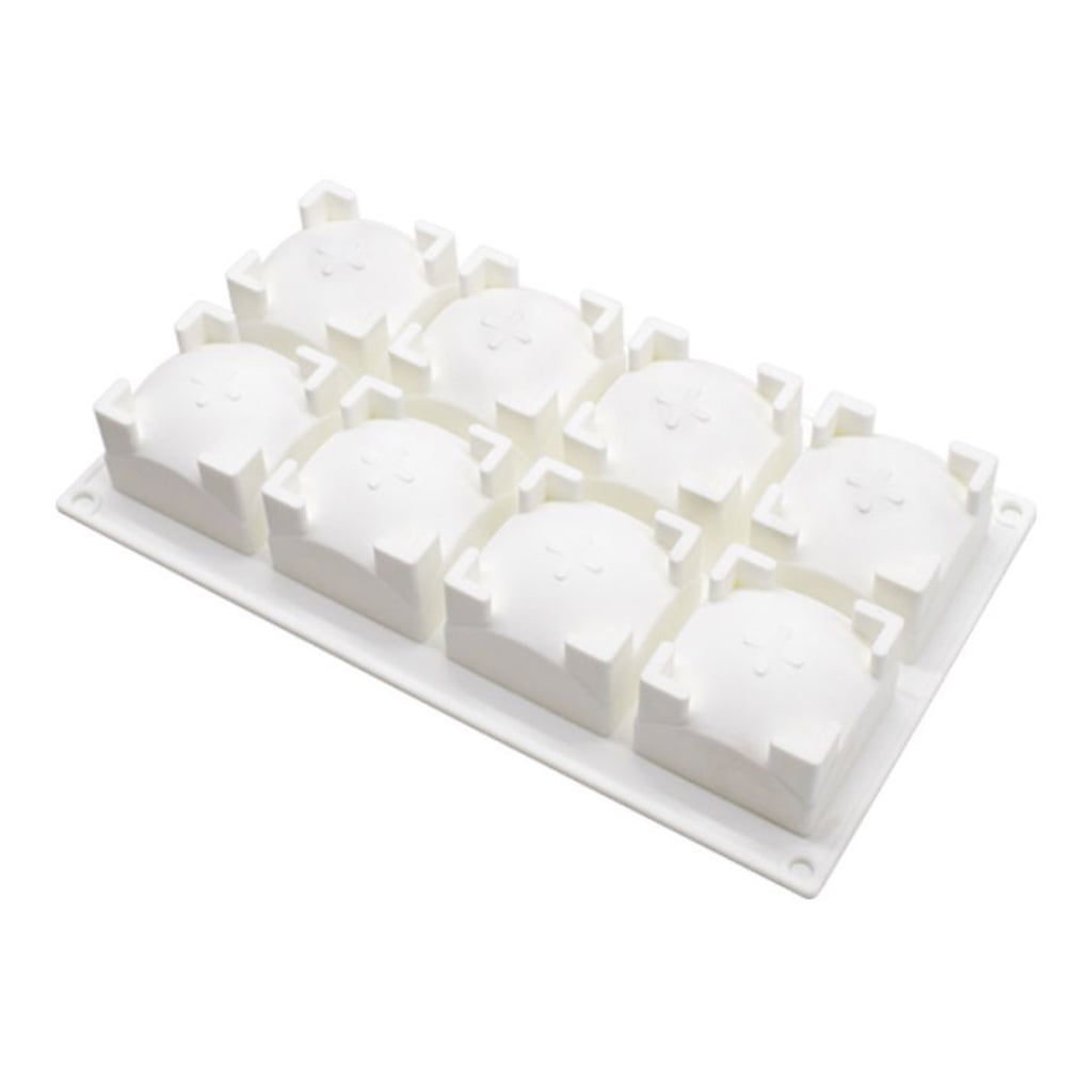 8 Cavities Silicone Baking Mold Domed Square Shape Mousse Molds Cake ...