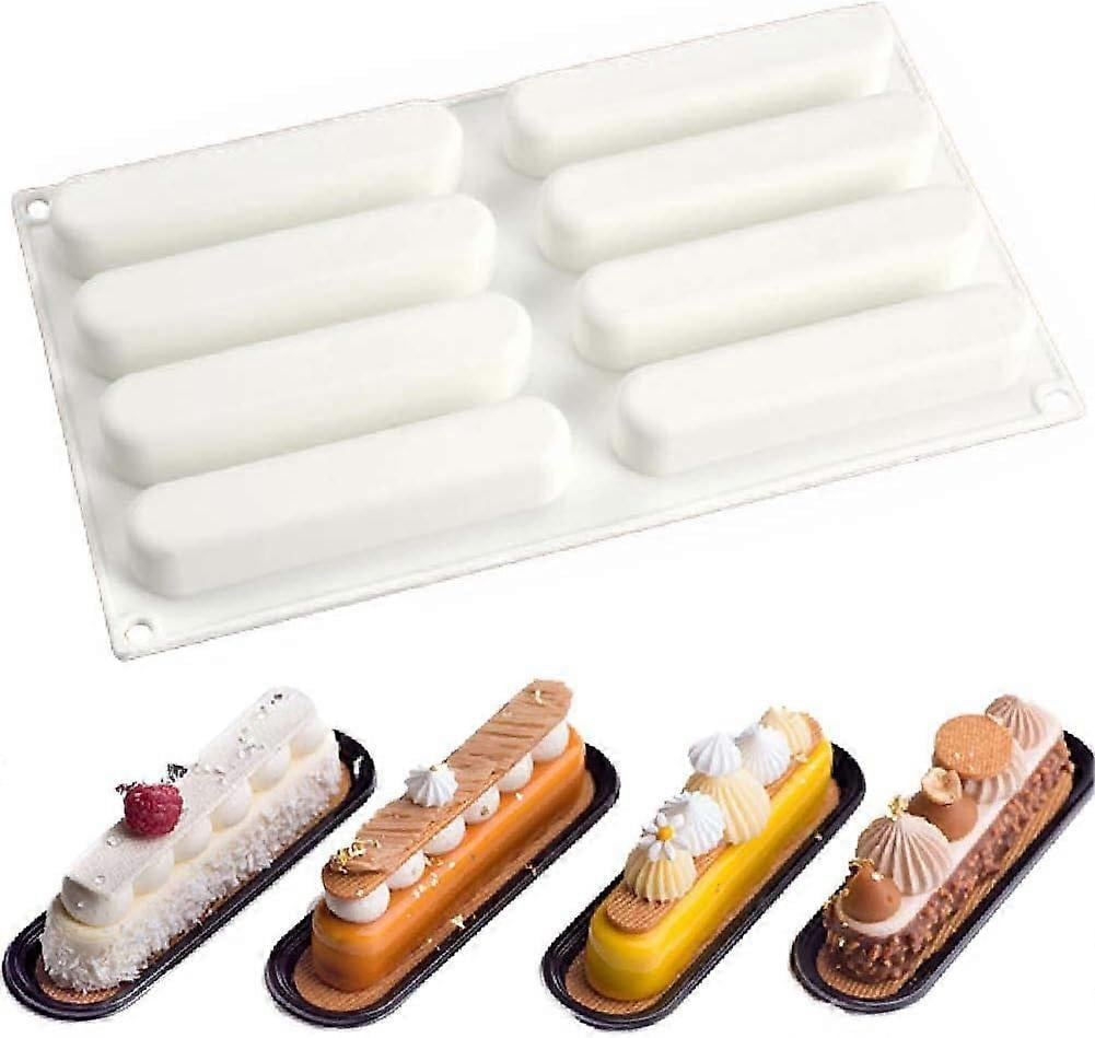 8-Cavity Eclair Silicone mould for baking mousse cakes - French dessert ...