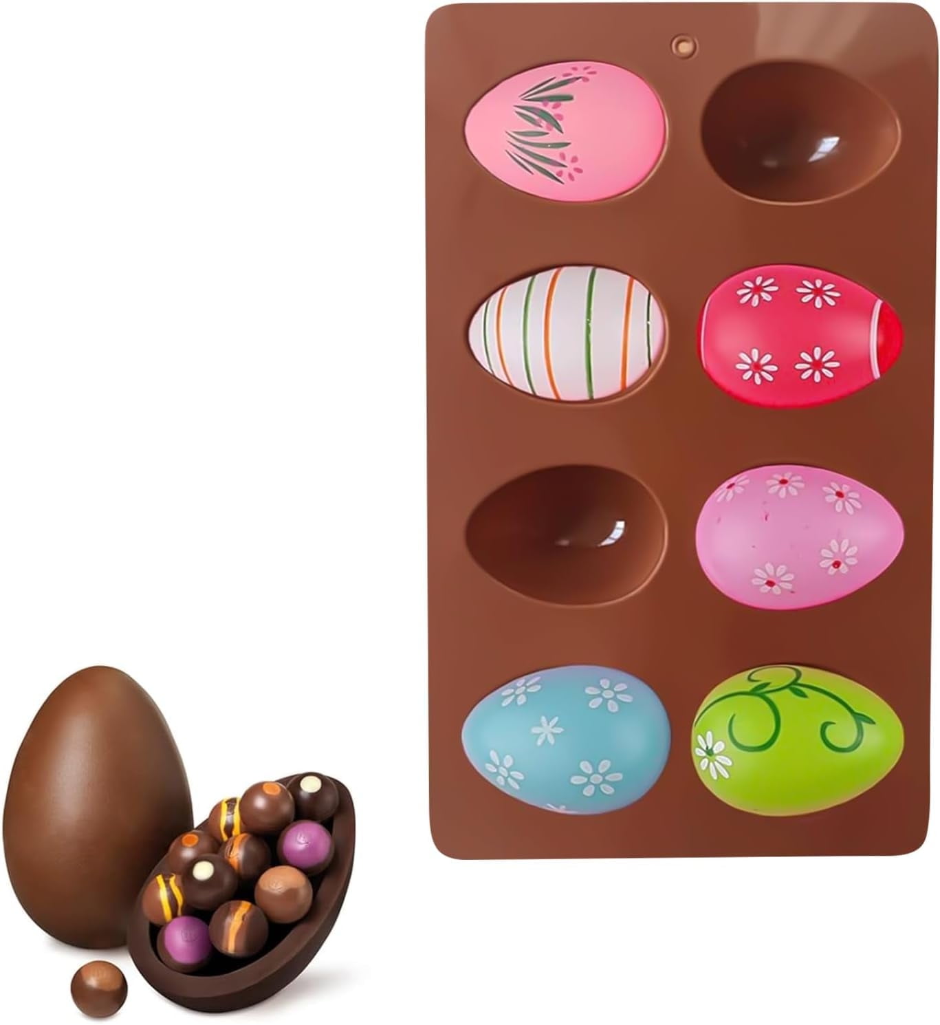 8 Cavity Egg Silicone Mold,3D Baking Egg Shape Mousse Cake, for Easter ...