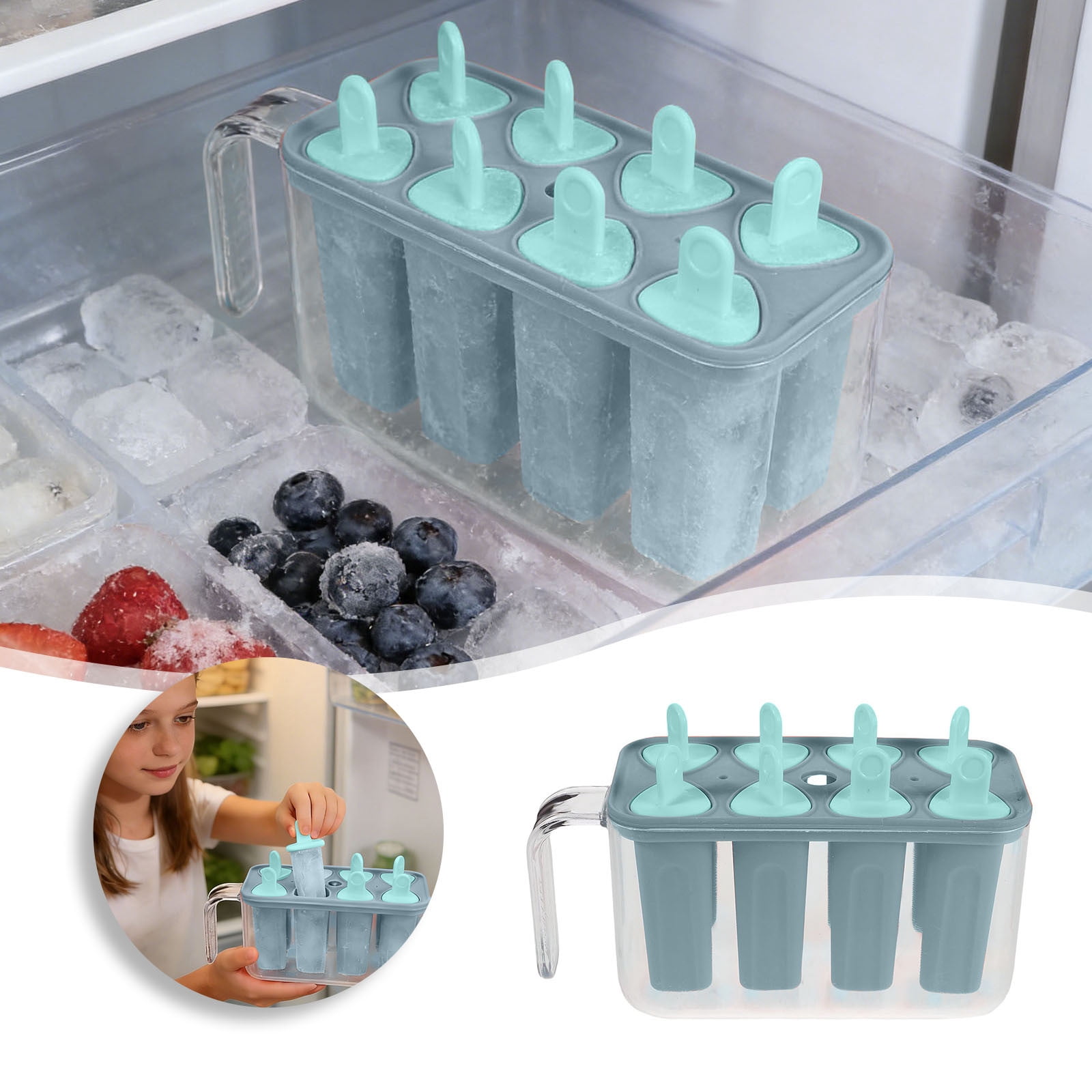 8 Cavity Ice Maker Tray Food Grade Diy Ice Container Reusable For ...