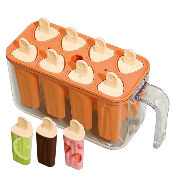 8-Cavity Ice Pop Mold Tray with Handle, Reusable Popsicle Maker with ...