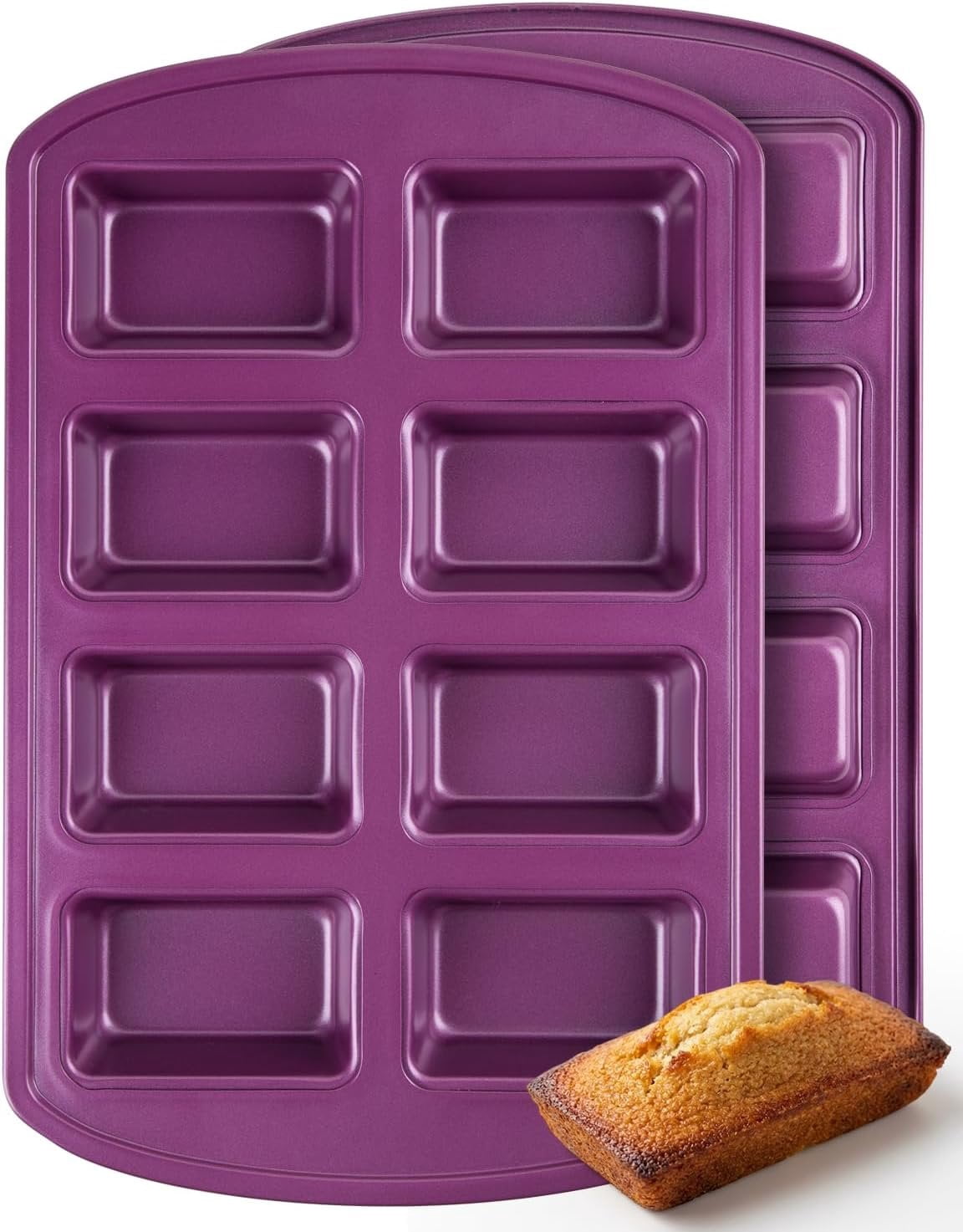 8-Cavity Mini Loaf Pan Set with Spatula & Brush - 15.5" x 10" Nonstick ...