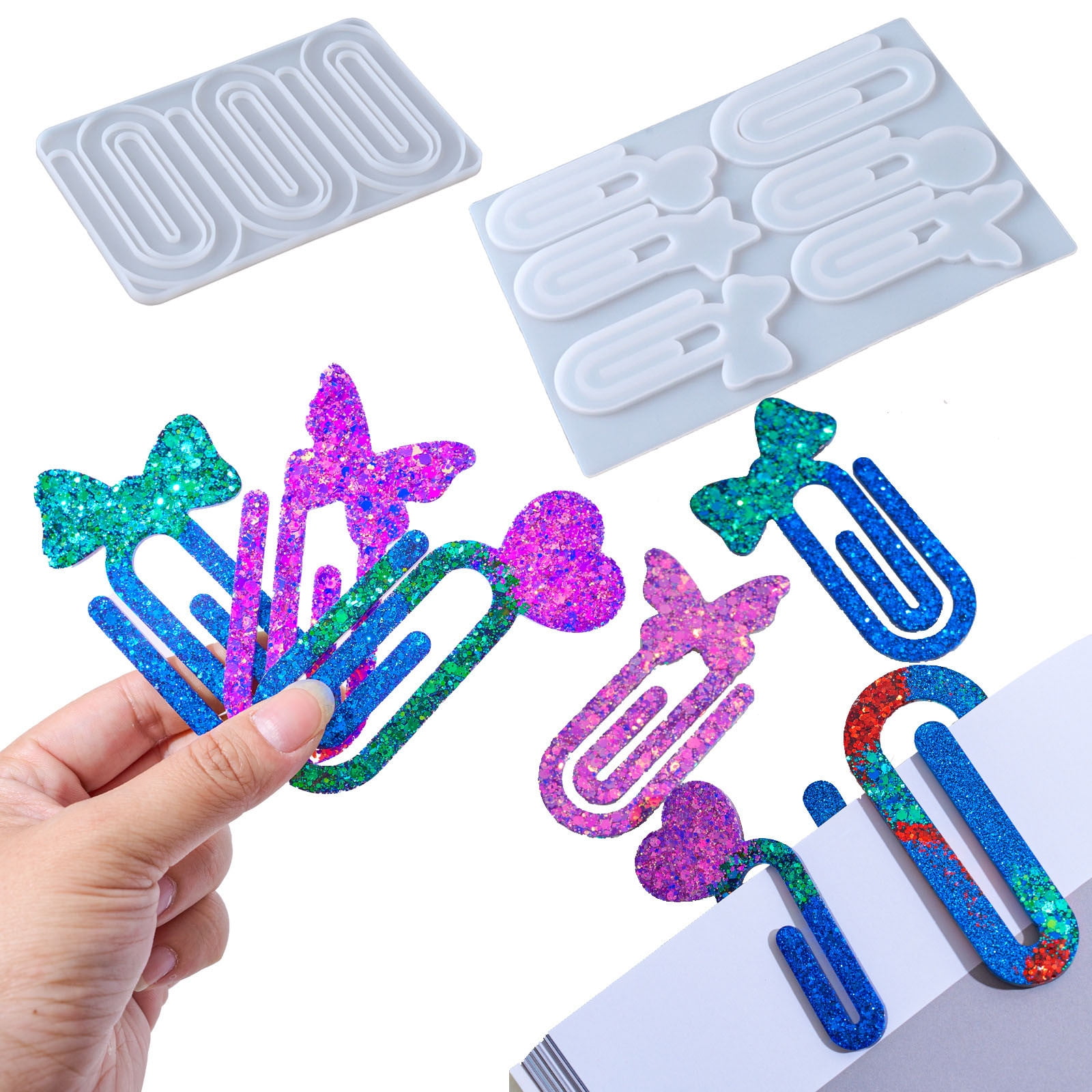 8-Cavity Silicone Mold Set for DIY Drip Paper Clip Jewelry, Resin Craft ...