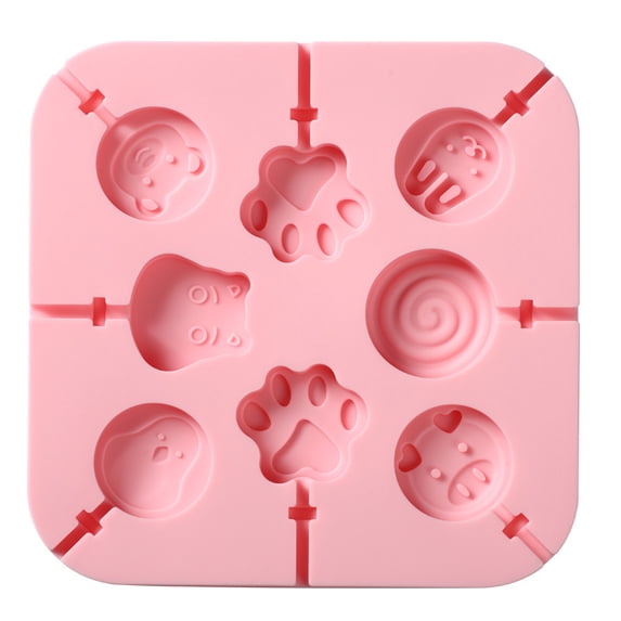 8-Cell Silicone Lollipop Mold with Lids, Cute Cartoon Candy Mold for ...