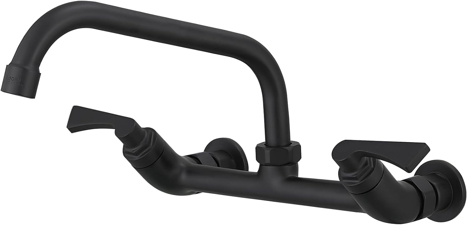 8" Center Wall Mount Kitchen Faucet Commercial Faucet with Two Handles ...