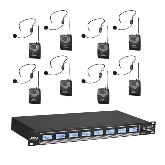8-Ch. Wireless Microphone System, UHF Microphone Receiver Kit with (8 ...
