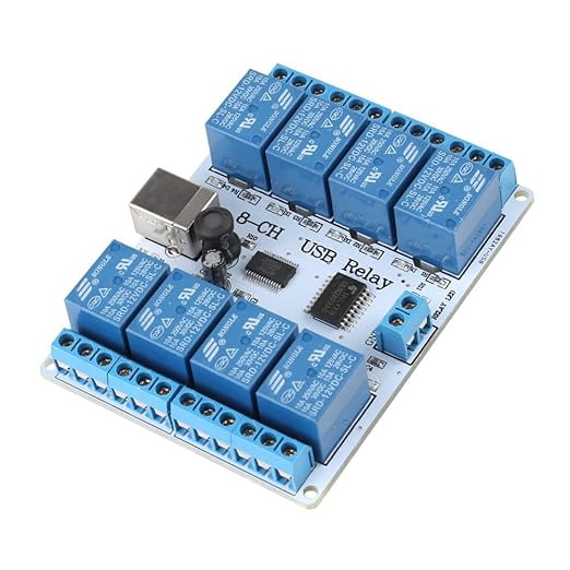 8-Channel 12V USB Relay Board, 8-Channel 12VDC Type-B USB Relay Board ...